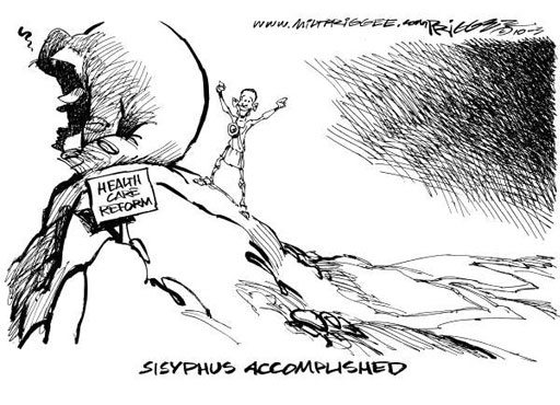 "Sisyphus Accomplished" by Milt Priggee - KFF Health News
