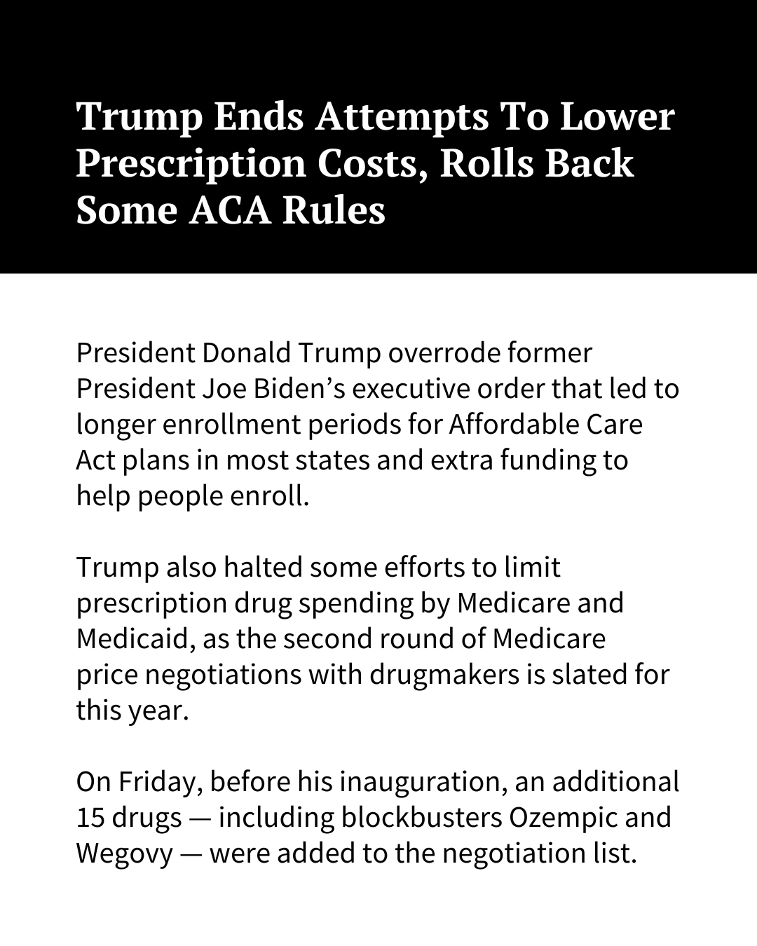 What To Know About Trump’s Executive Orders on US Health Care - KFF Health News